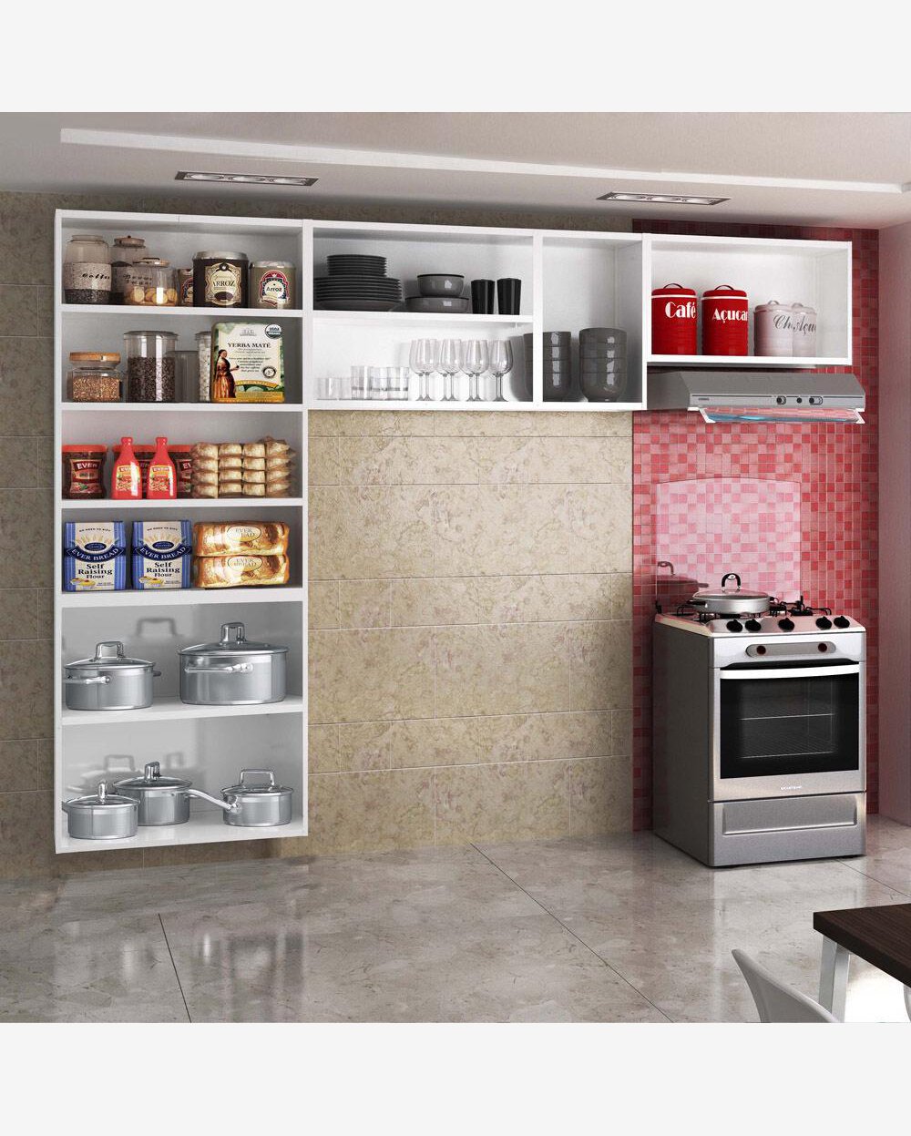 Riachuelo | Armário de Cozinha de Aço Compacta 3 Peças Amanda ...