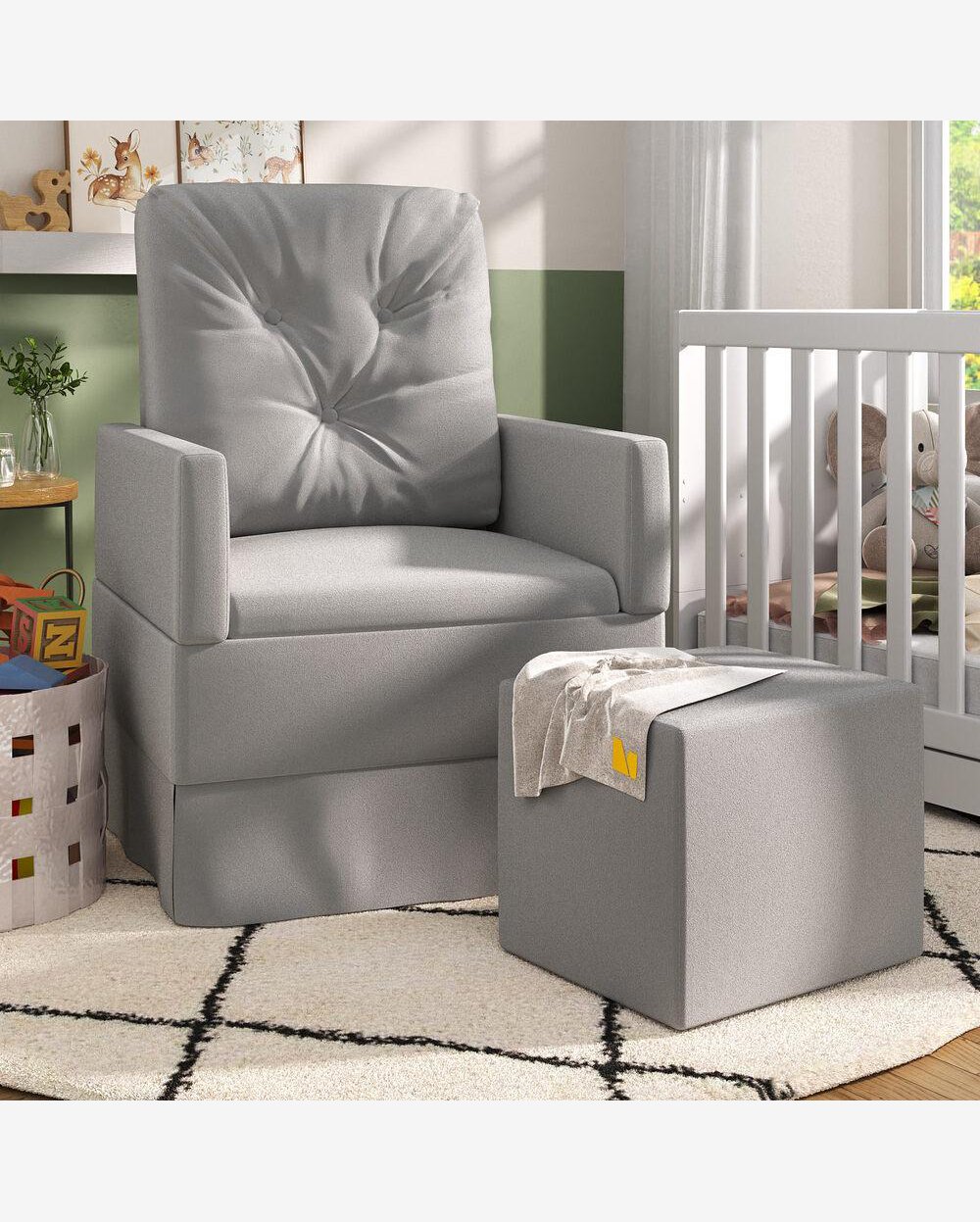 Riachuelo | Poltrona de Amamentação com Balanço e Puff Multimóveis EX4002