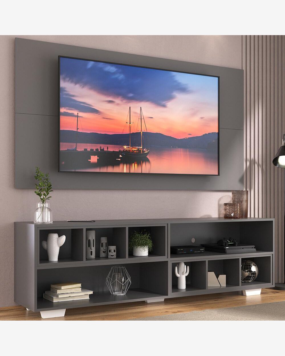 Riachuelo | Rack com Painel e Suporte TV 65" com Nichos e Pés Jazz ...