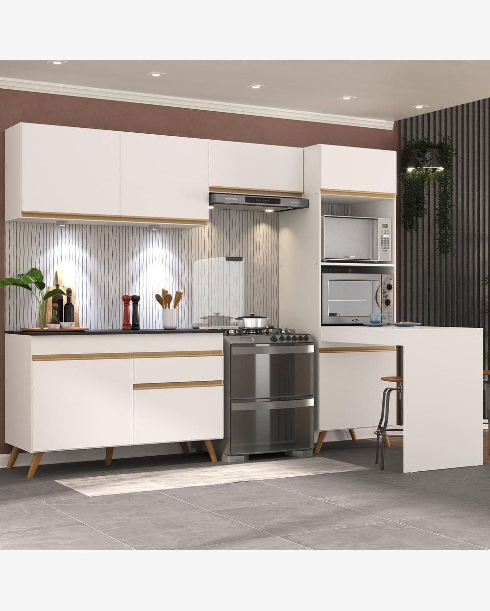 Riachuelo | Cozinha Completa 5 peças com Leds MP2034 Veneza Up ...