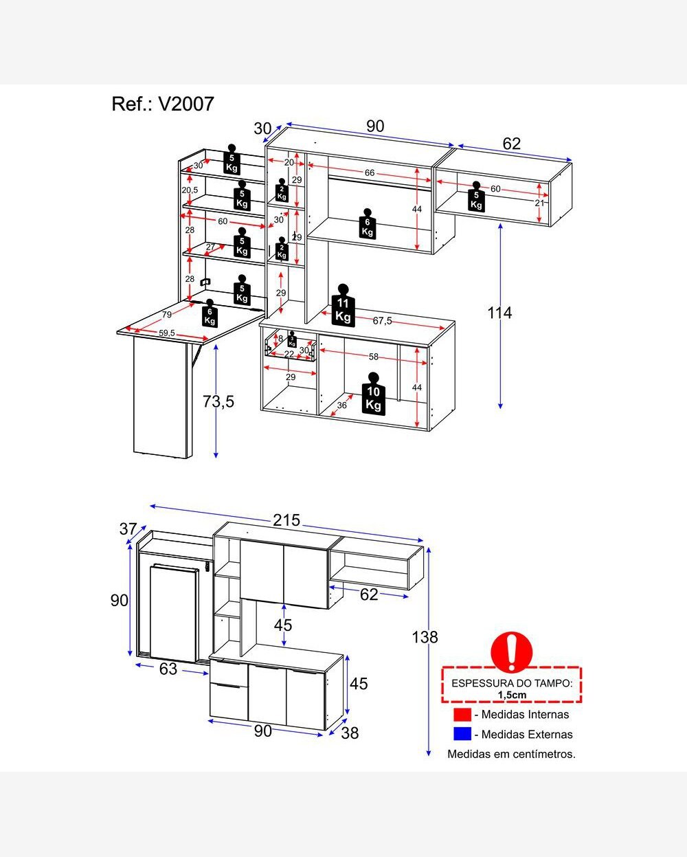 Riachuelo | Armário de Cozinha Compacta com Mesa Dobrável Sofia ...