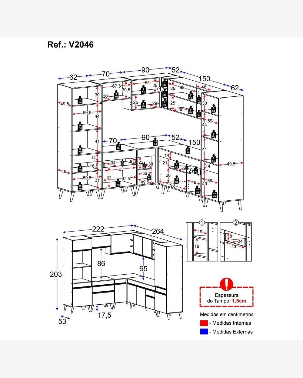 Riachuelo | Armário de Cozinha Completa de Canto Veneza Multimóveis V2046