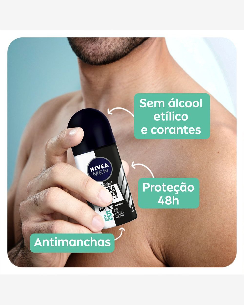 Riachuelo | Desodorante Antitranspirante Roll On NIVEA Men Invisible for Black & White Fresh ...