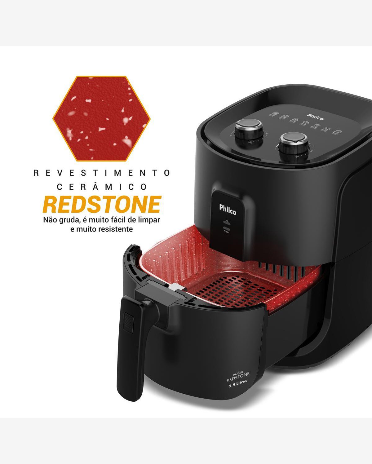 Riachuelo | Air Fryer Philco 5,5L Revestimento Redstone 1500W PAF55B