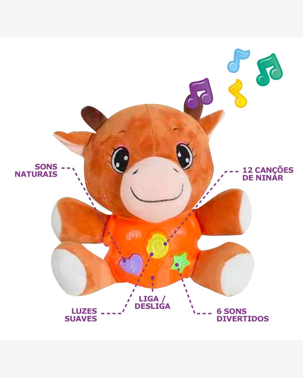 Riachuelo | Boneco de Pelúcia Musical e com Luzes Buddy's Cow - Maxibaby
