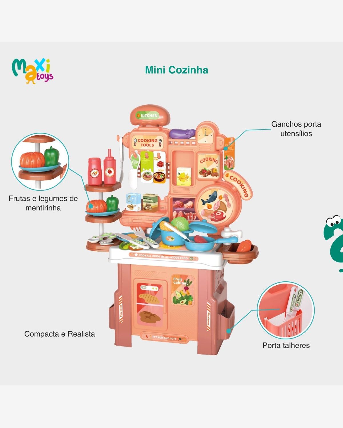 Riachuelo | Cozinha Infantil Brinquedo Mini Chef com 46 Peças Maxi Toys