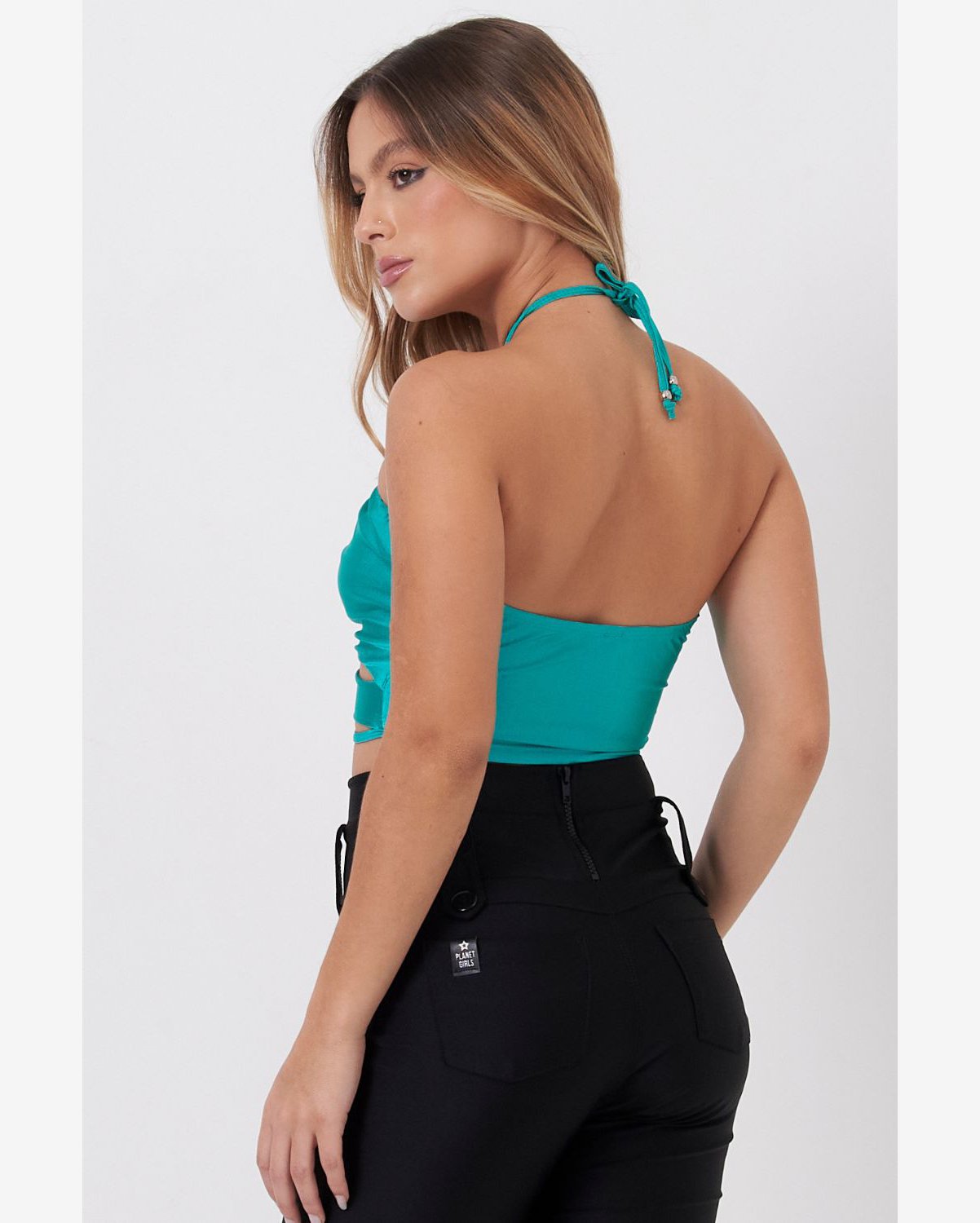 Riachuelo | Top Feminino Up Glam Com Ponteiras Planet Girls Verde Medio