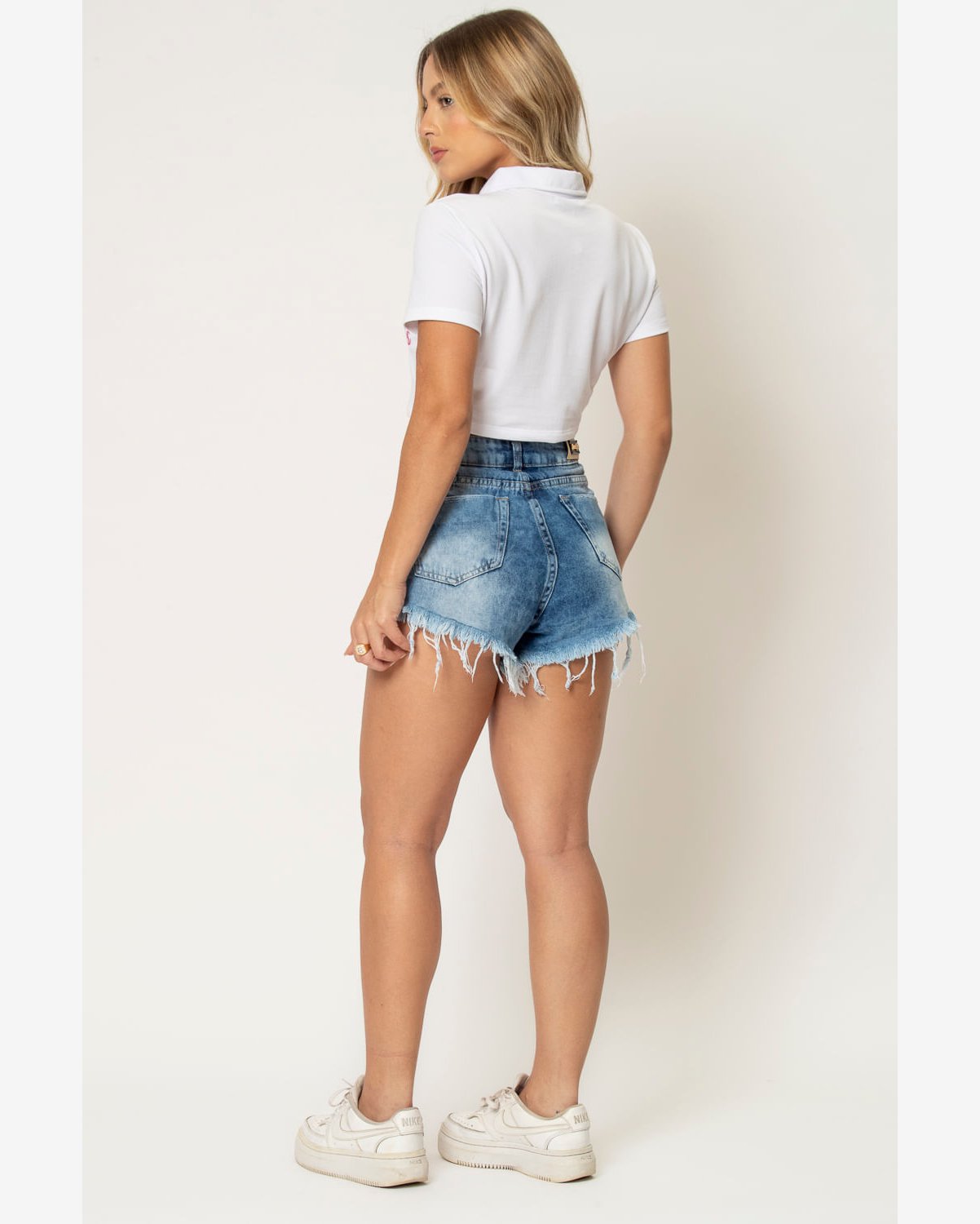 Riachuelo | Short Feminino Desfiado Larissa Planet Girls Azul Médio