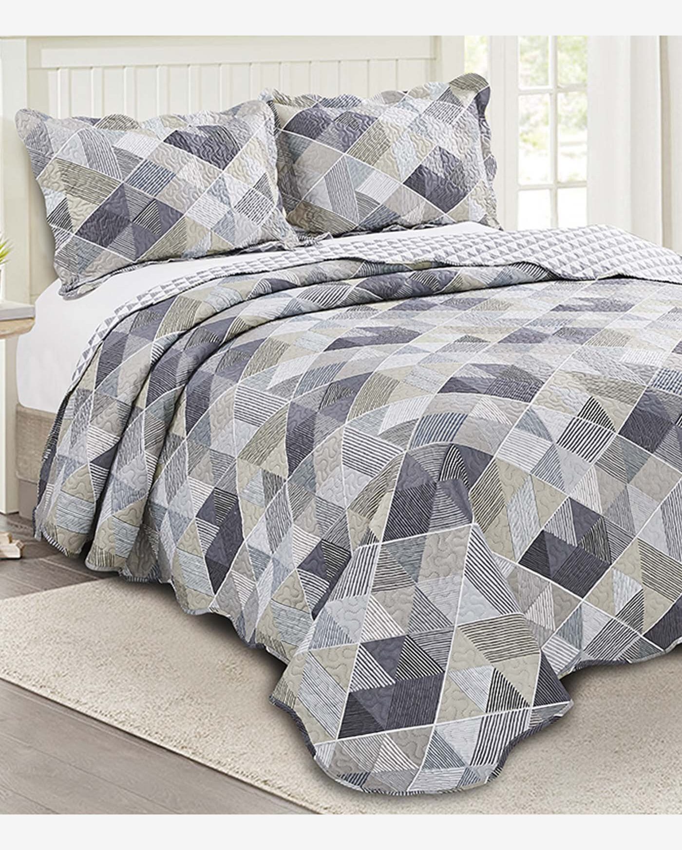 Riachuelo | Colcha Evolution Patchwork Solteiro Camesa Cinza