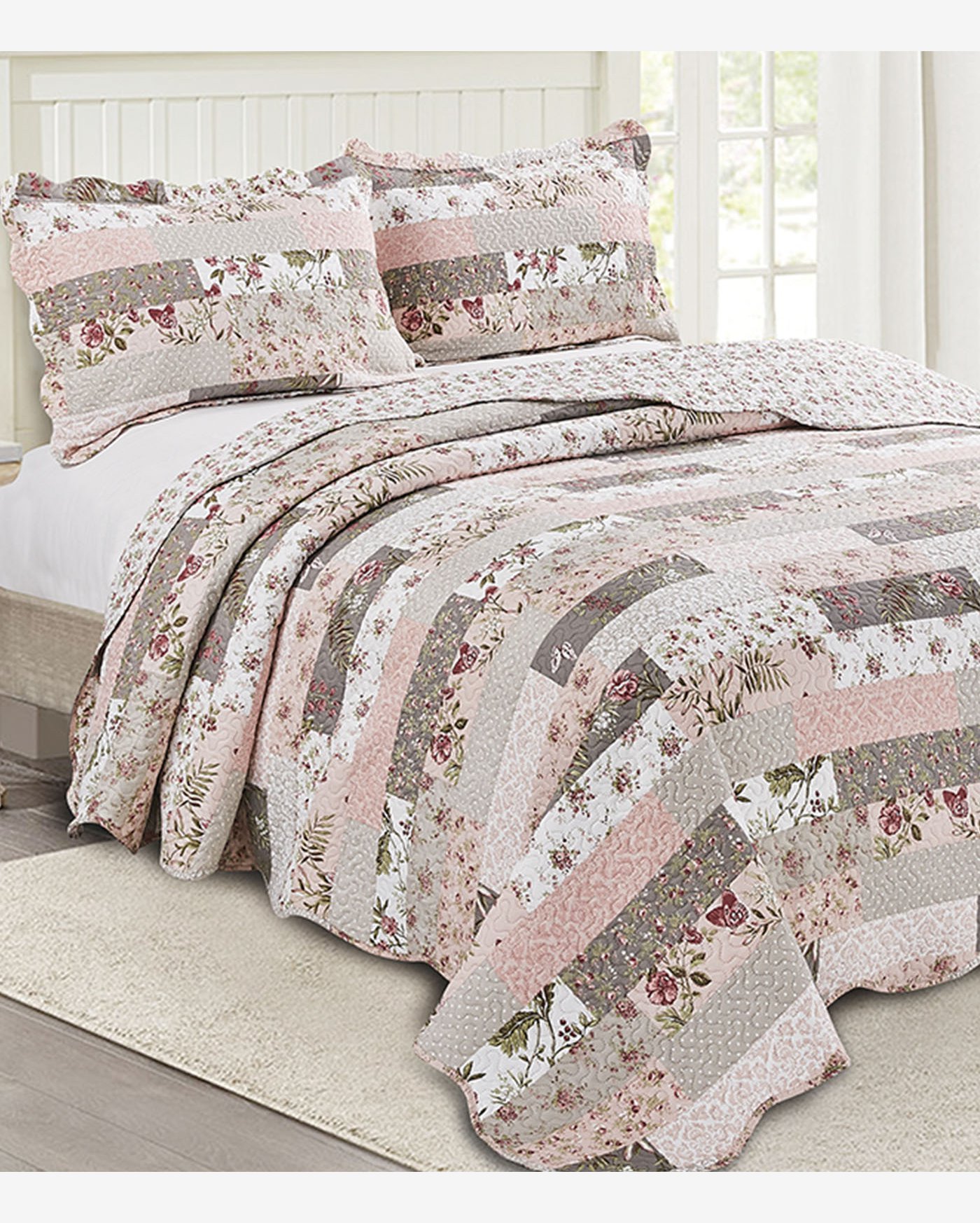 Riachuelo | Colcha Evolution Patchwork Queen Camesa Rosa