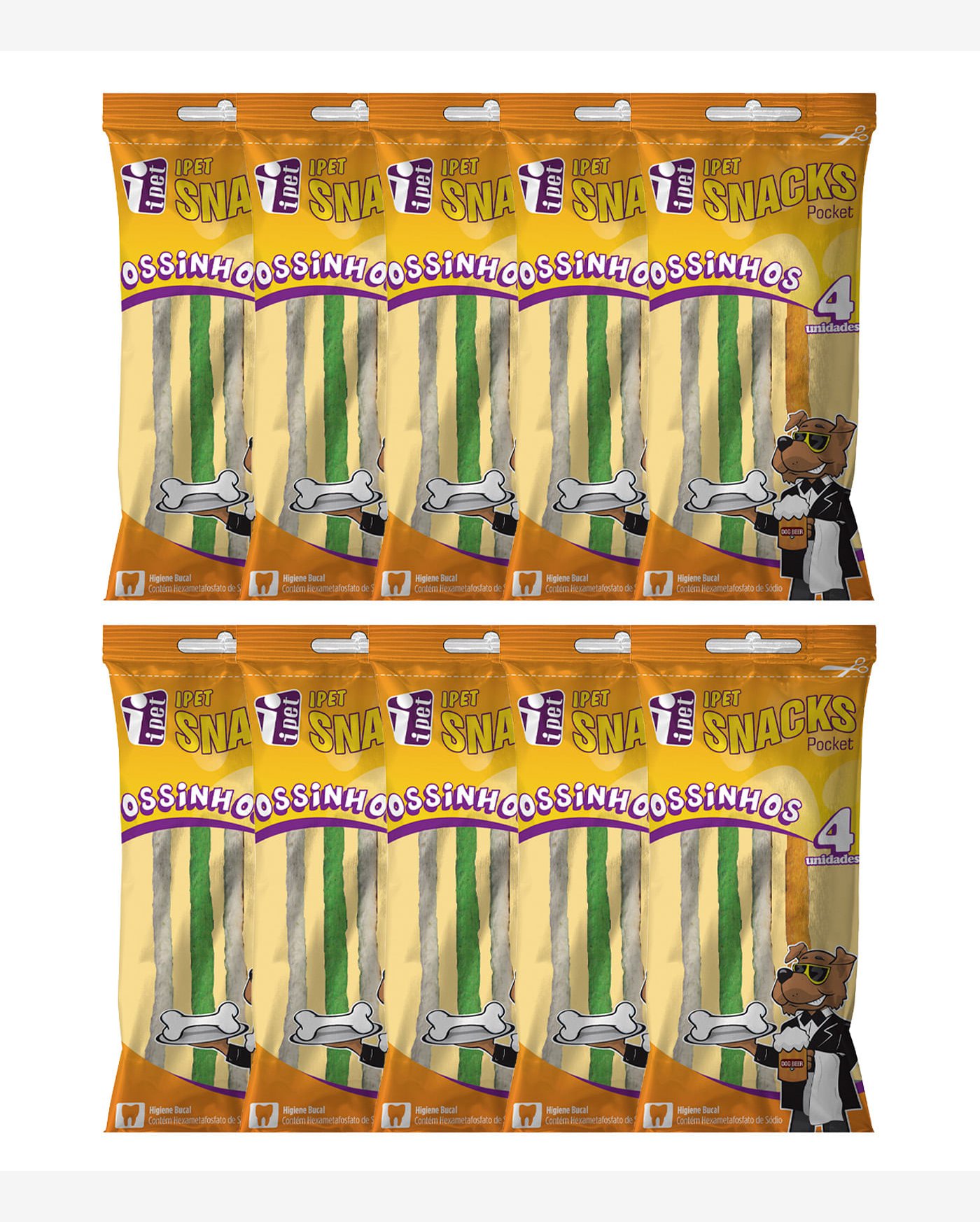 Riachuelo | Kit 10 Pacotes Ossinhos Snack Pocket Misto IPET