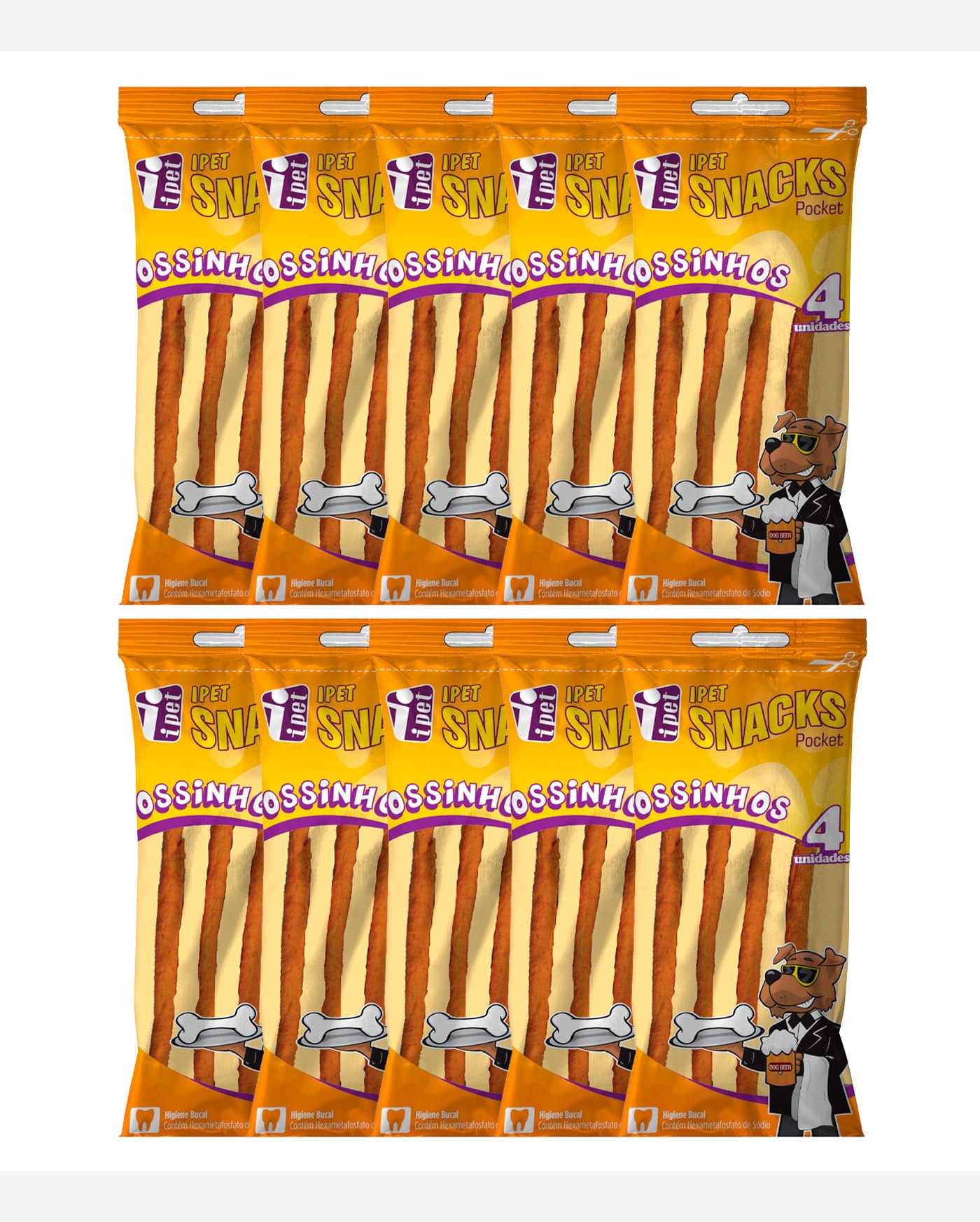 Riachuelo | Kit 10 Pacotes Ossinhos Snack Pocket Cenoura IPET