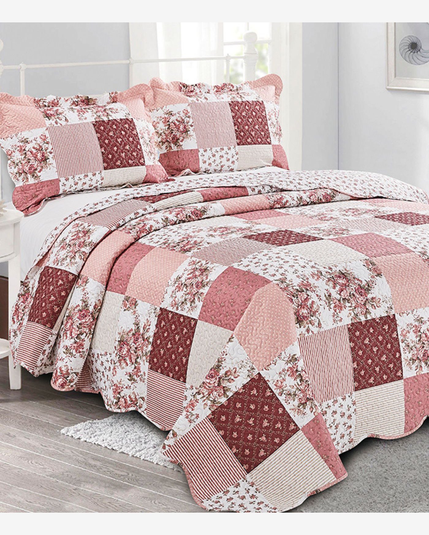 Riachuelo | Colcha Evolution Patchwork King Camesa Rosa