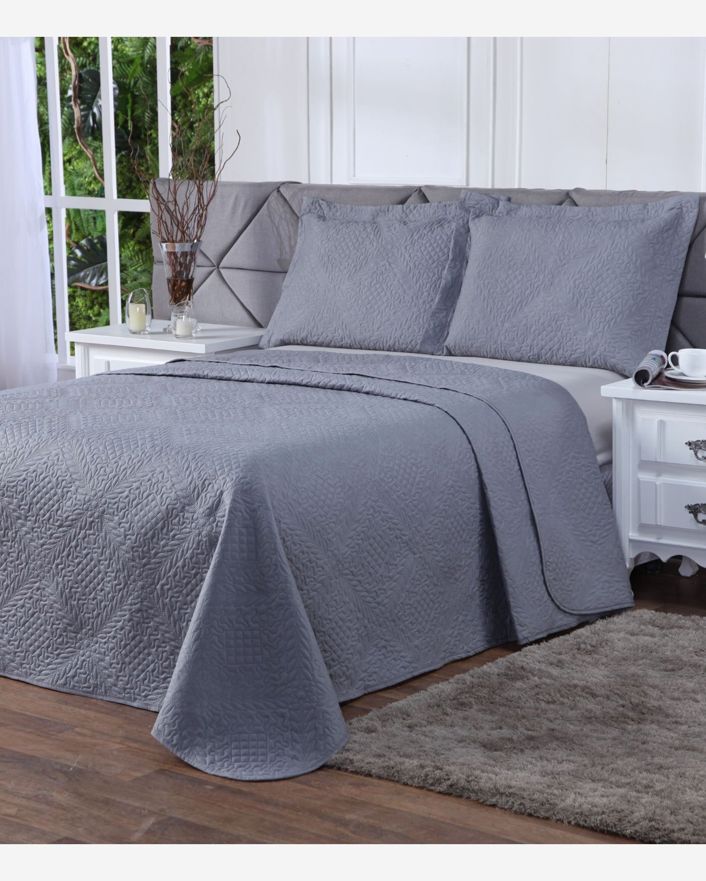 Riachuelo | Conjunto Colcha Microfibra Queen La Dotta Cinza