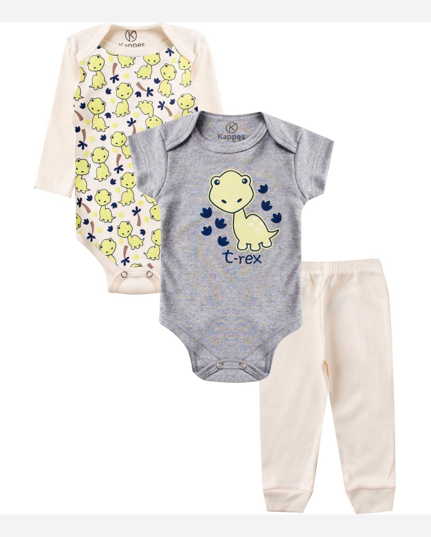Riachuelo | Kit Body Infantil 3 Peças Kappes Bege