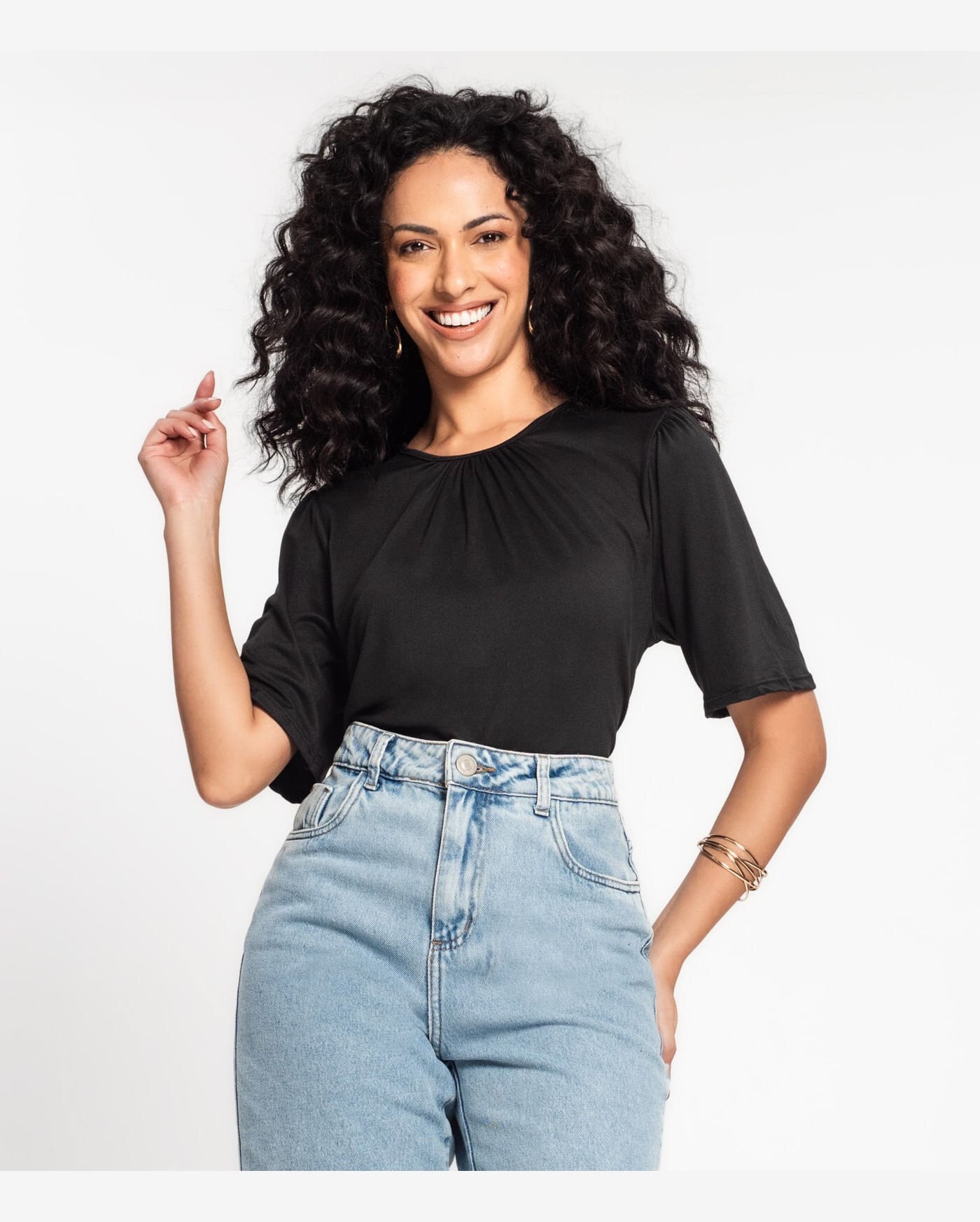 Riachuelo | Blusa Com Detalhe Nas Costas de V Reto Rovite Preto