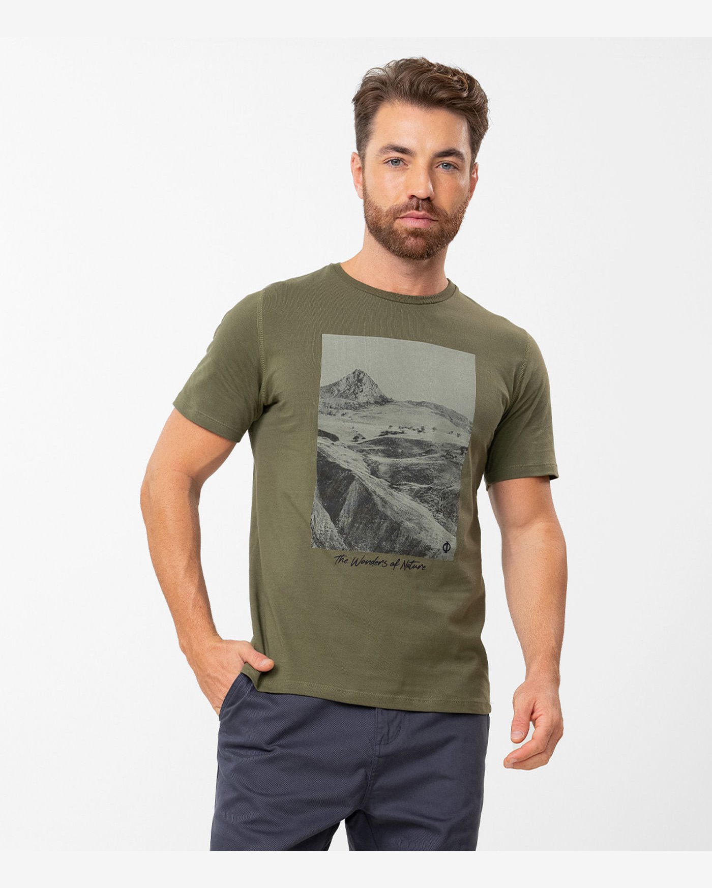 Riachuelo | Camiseta Masculina Meia Malha Flame Diametro Verde