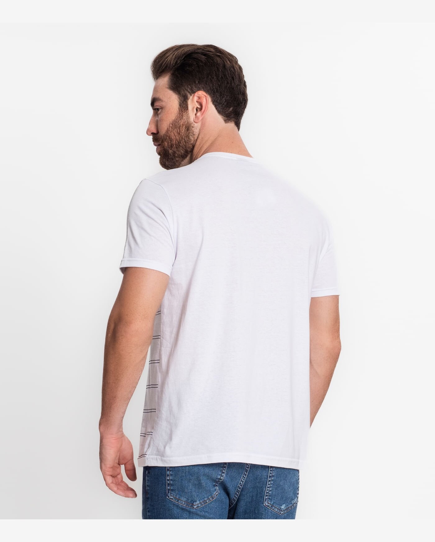 Riachuelo | Camiseta Listrada Masculina MMT Branco