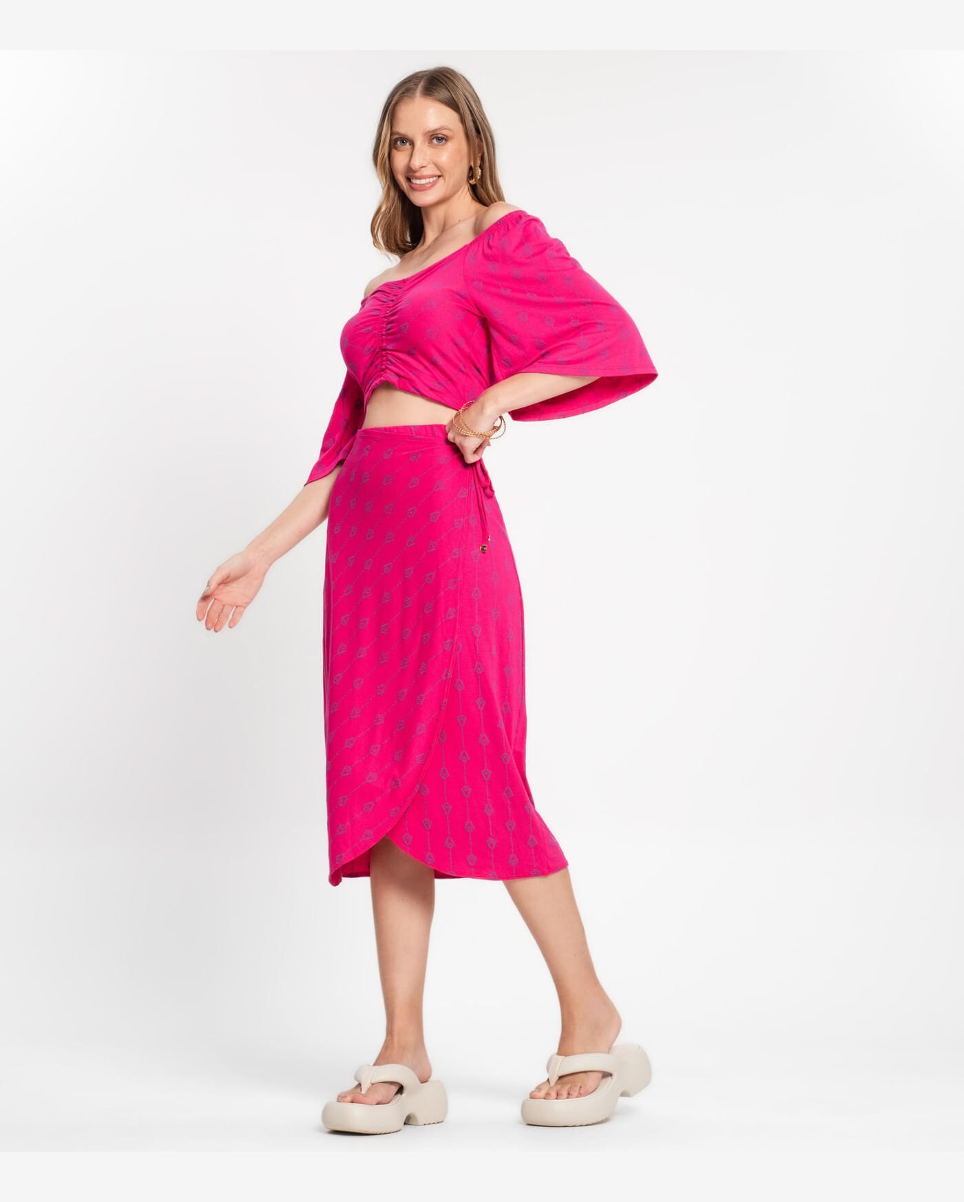 Riachuelo | Saia Midi Envelope Rovitex Rosa