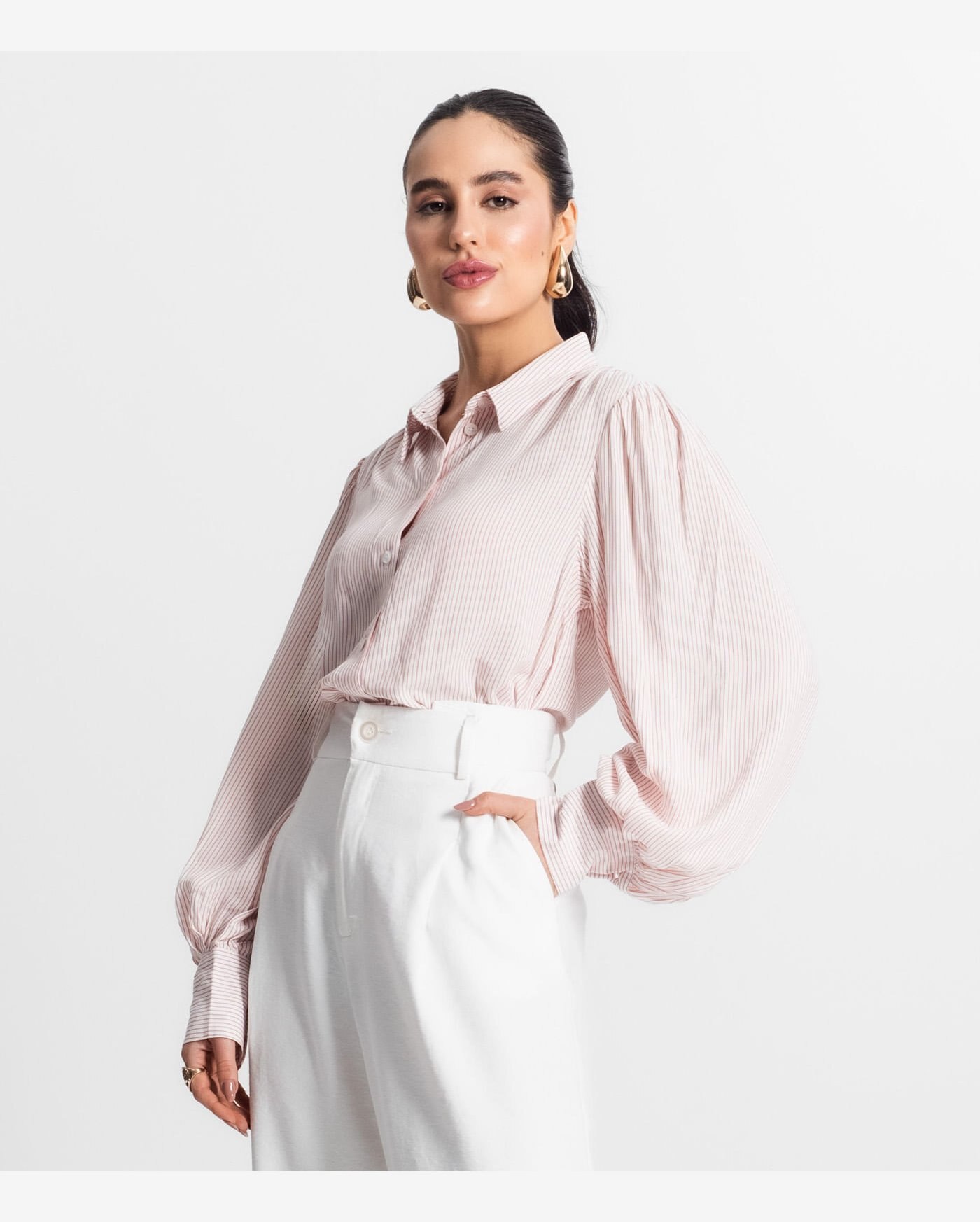 Riachuelo | Camisa Feminina Manga Longa Bufante Select Rosa