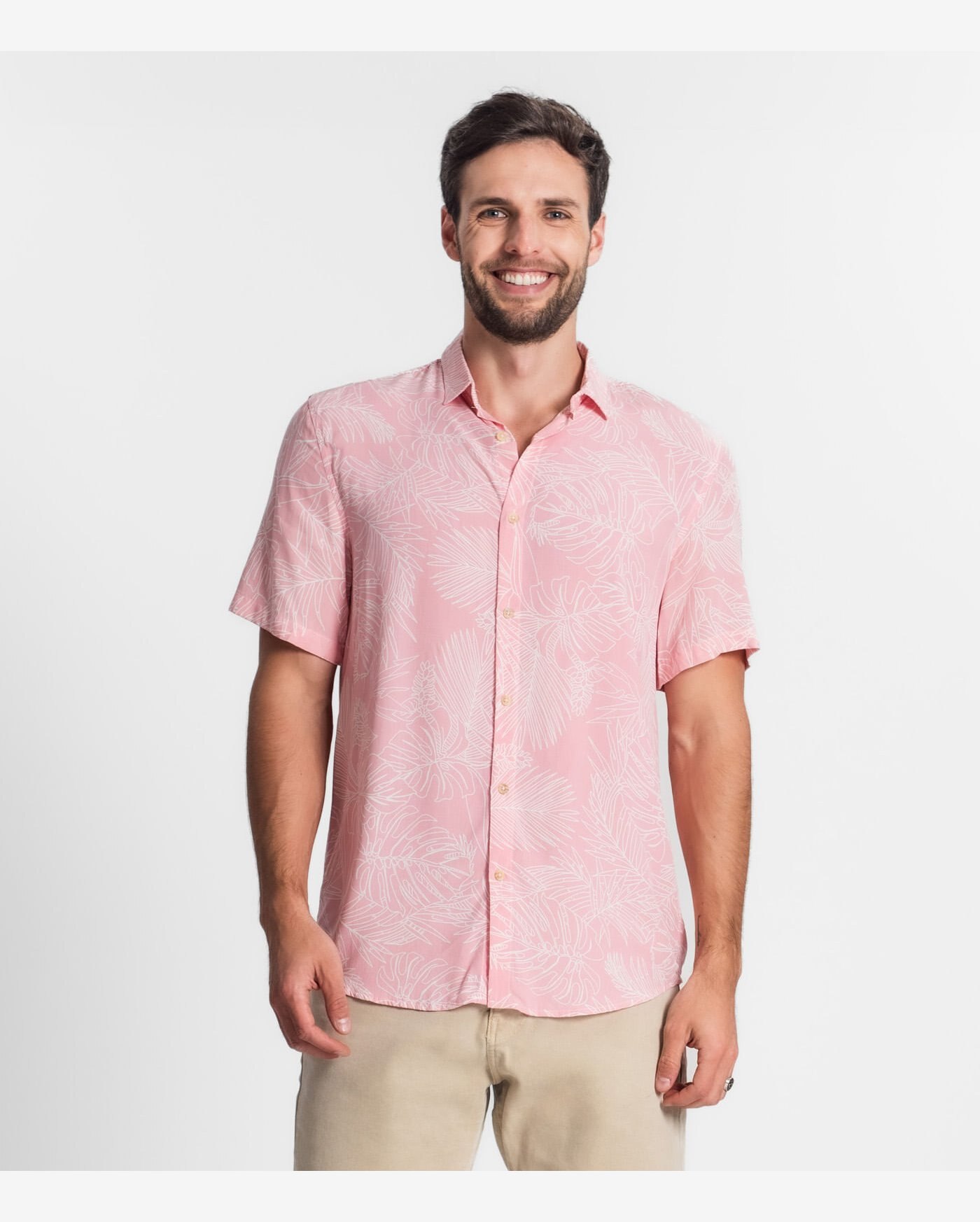 Riachuelo | Camisa Masculina Florida Com Botões Select Rosa