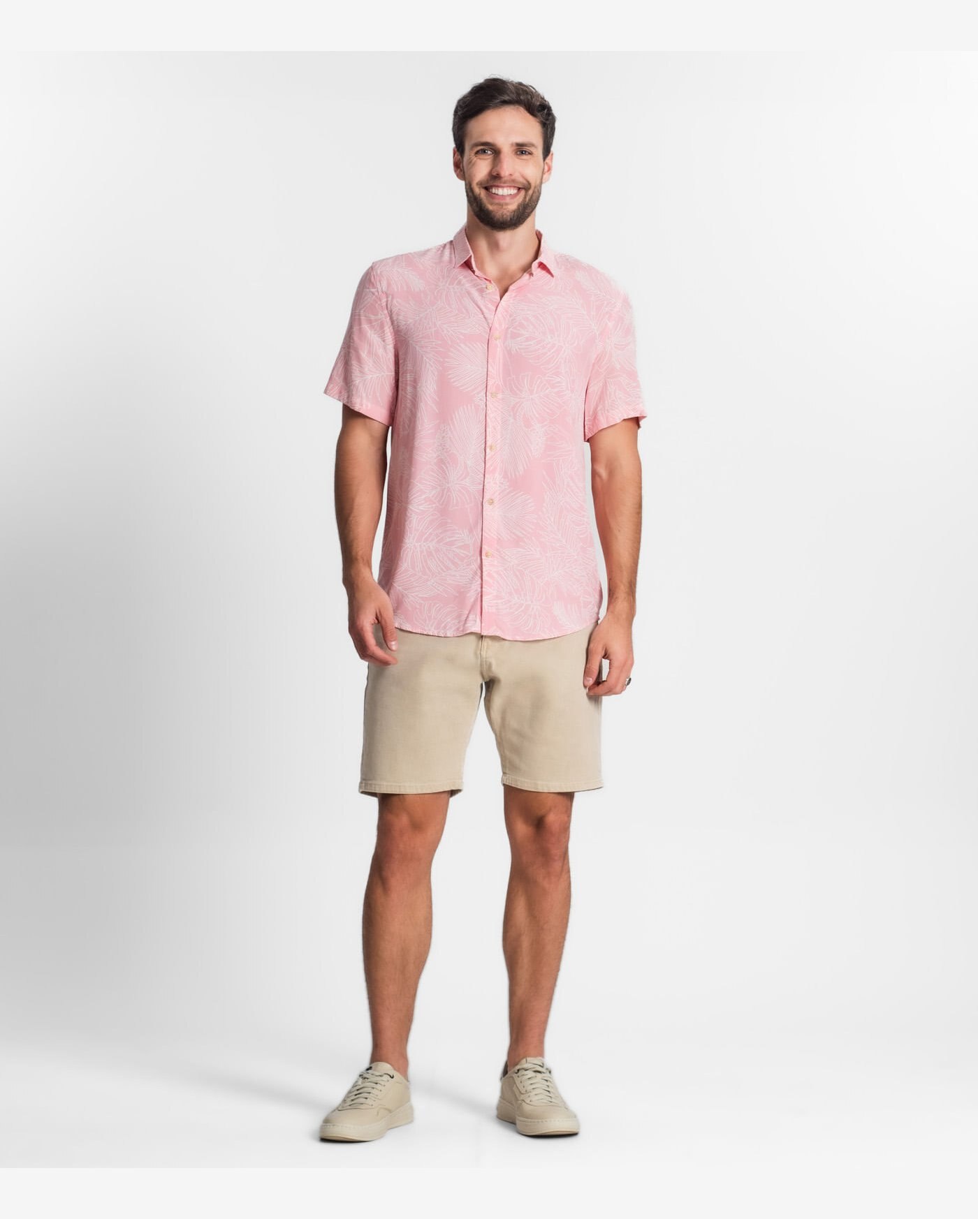 Riachuelo | Camisa Masculina Florida Com Botões Select Rosa