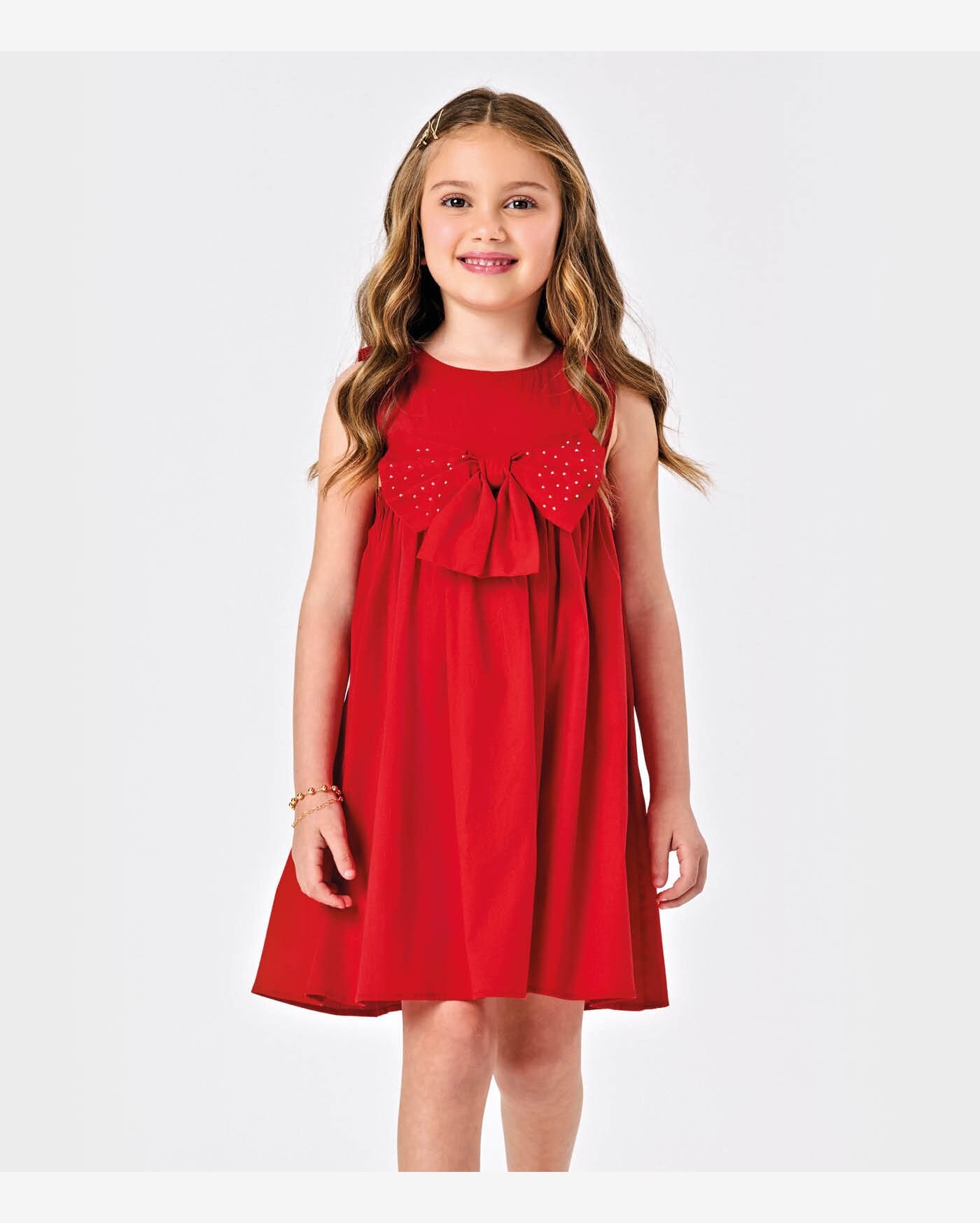 Riachuelo | Vestido Infantil Tricoline Com Laço Trick Nick Vermelho