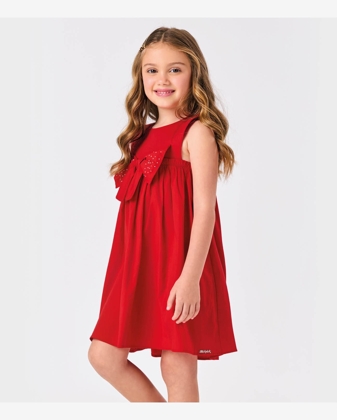 Riachuelo | Vestido Infantil Tricoline Com Laço Trick Nick Vermelho