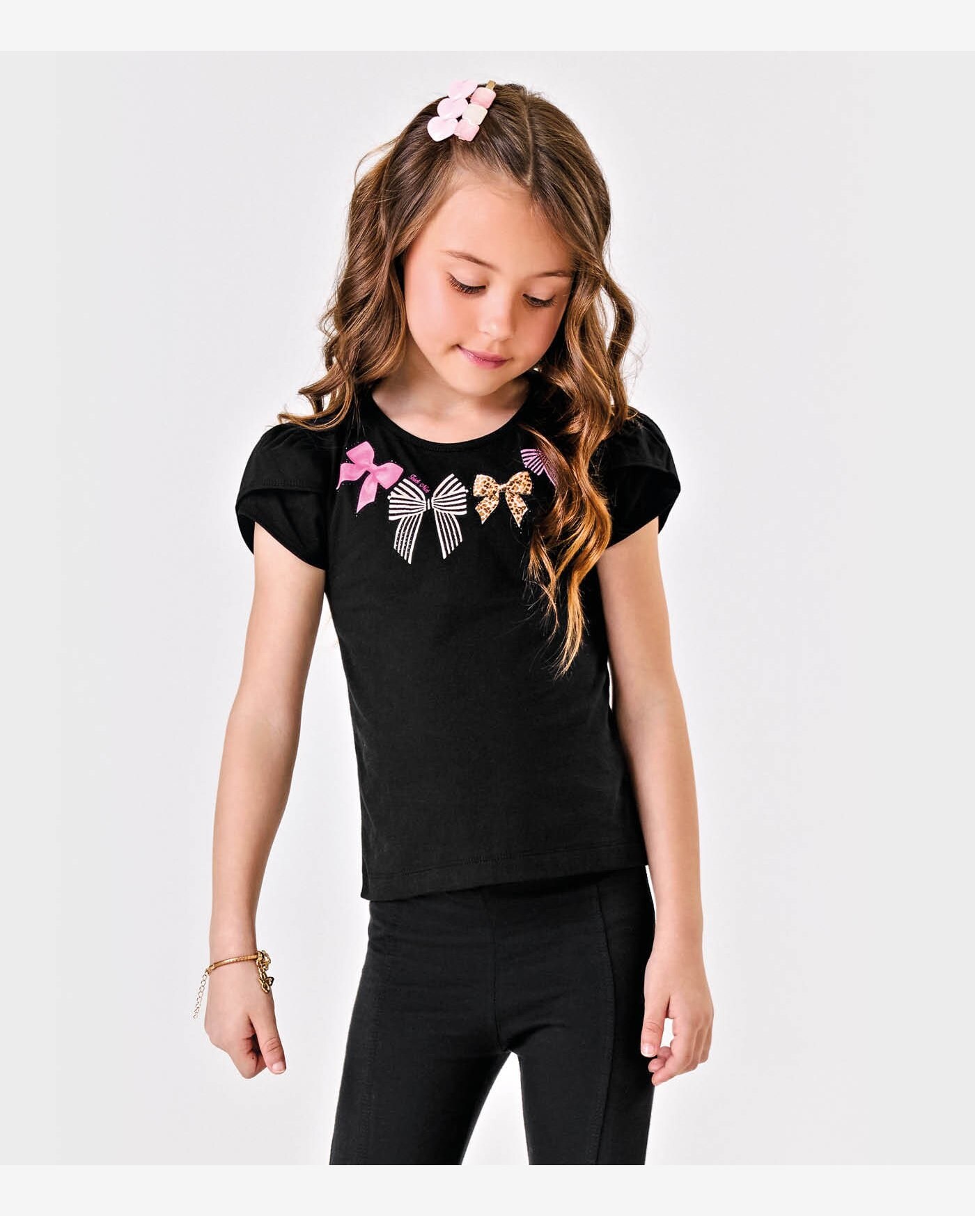 Riachuelo | Blusa Meia Malha Estampa Laço Trick Nick Preto