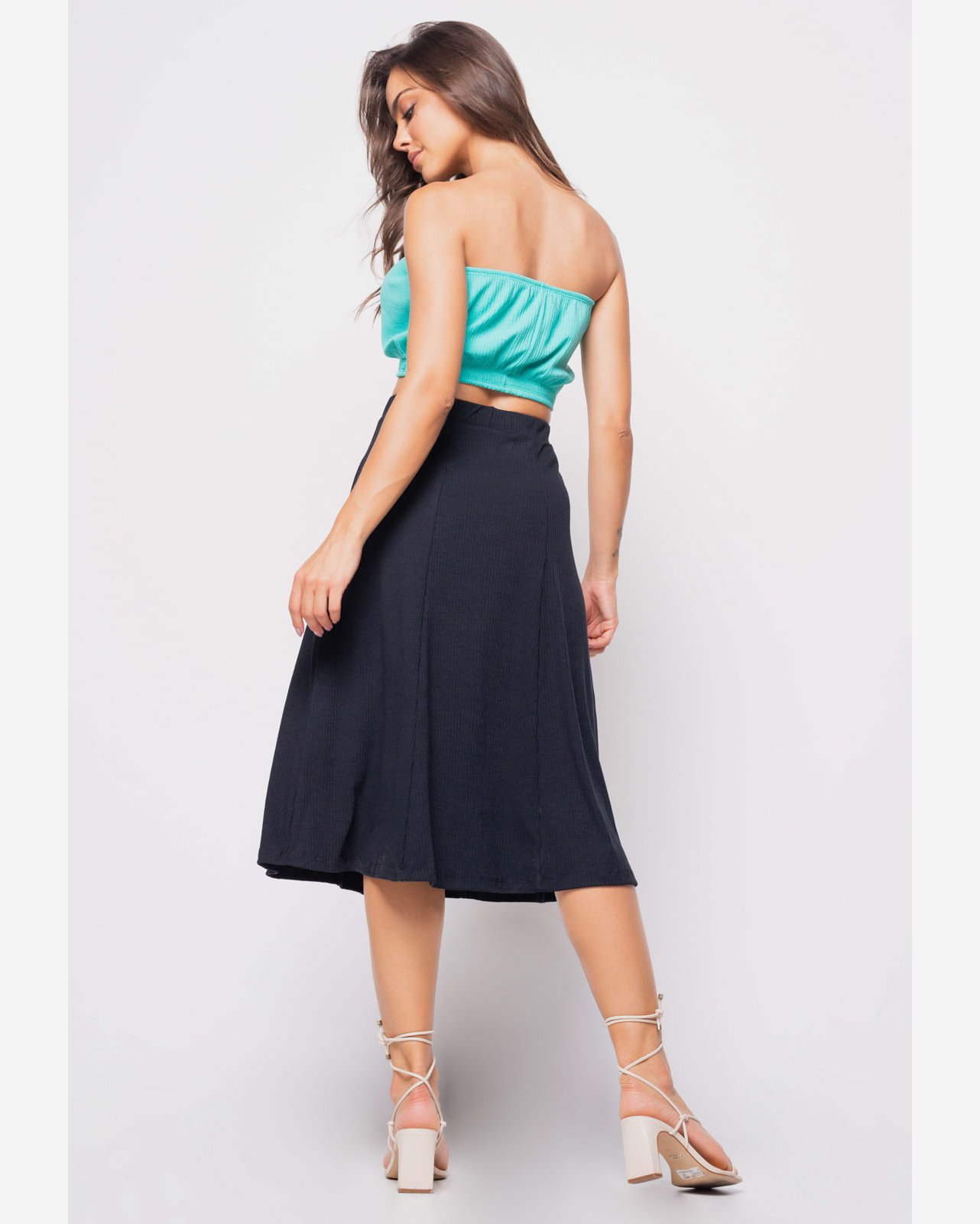 Riachuelo | Cropped Tomara Que Caia Malha Canelada Verde Salvatore Fashion