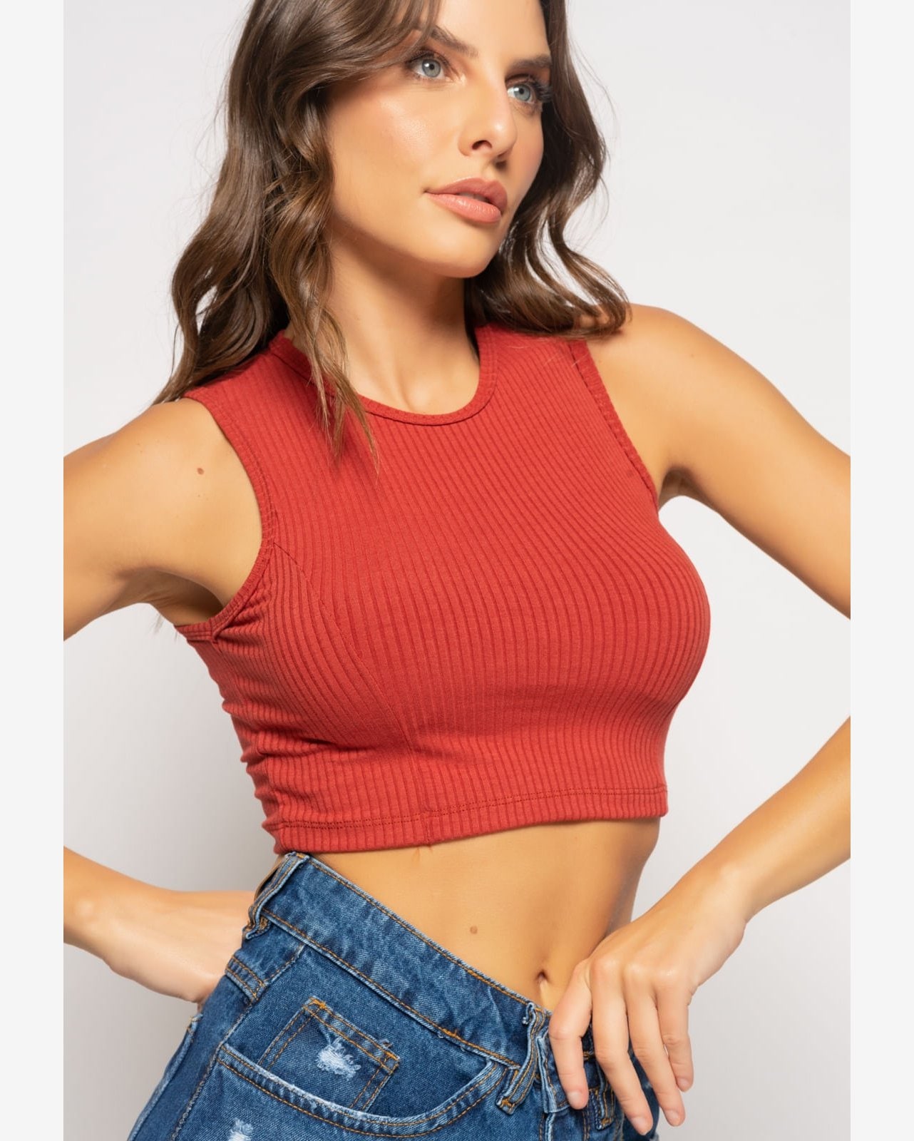 Riachuelo | Kit 3 Croppeds Regata Recorte Canelado Preto, Telha E ...