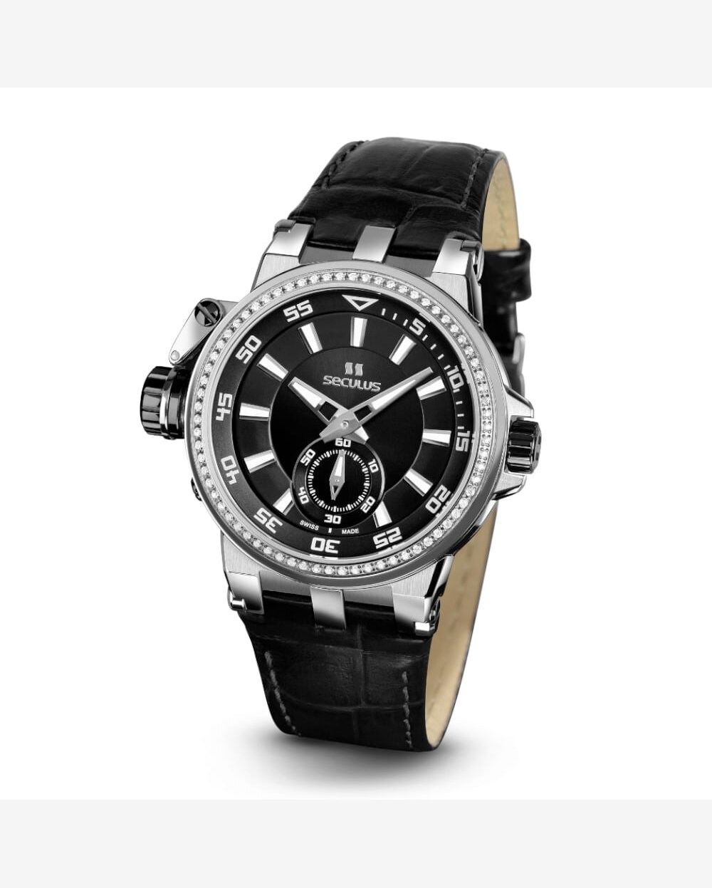 Riachuelo | Relógio Feminino Suíço Moderno Couro Preto