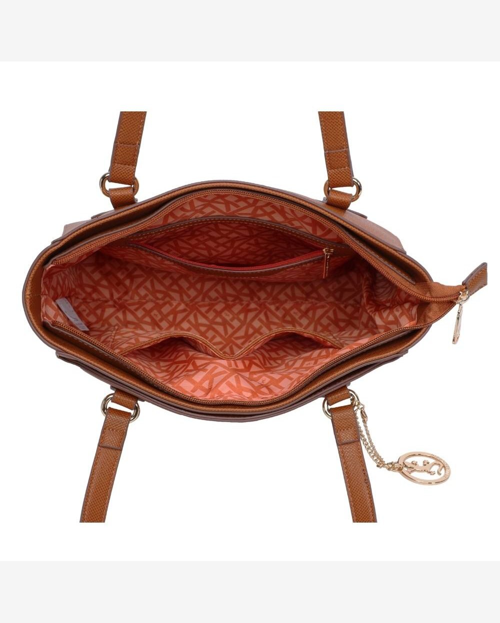 Riachuelo | Bolsa Tote Grande Fellipe Krein Aw22 Saffiano Marrom - Caramelo