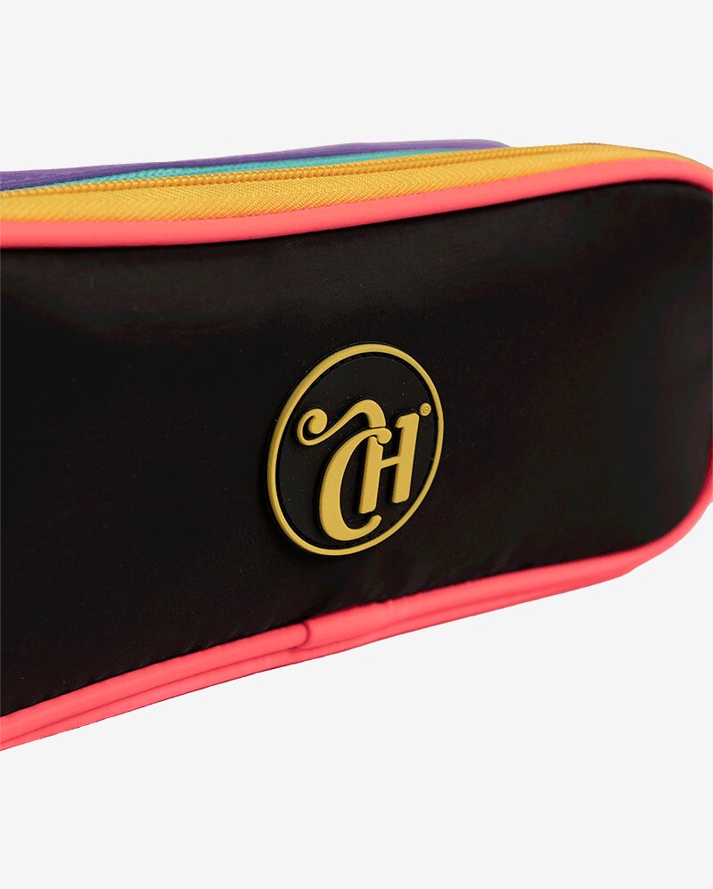 Riachuelo | Estojo 2 Compartimentos Capricho Contrast - Preto e Rosa