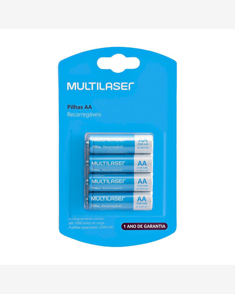Riachuelo | Pilha AA Multilaser Recarregável CB052 Cilíndrica - 4 Kit