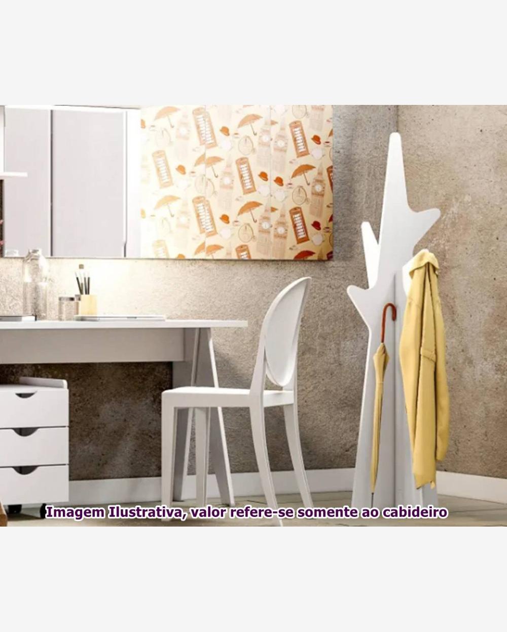 Riachuelo | Cabideiro Lysander Com 5 Pontas em Madeira cor Branca 147 cm - 26856
