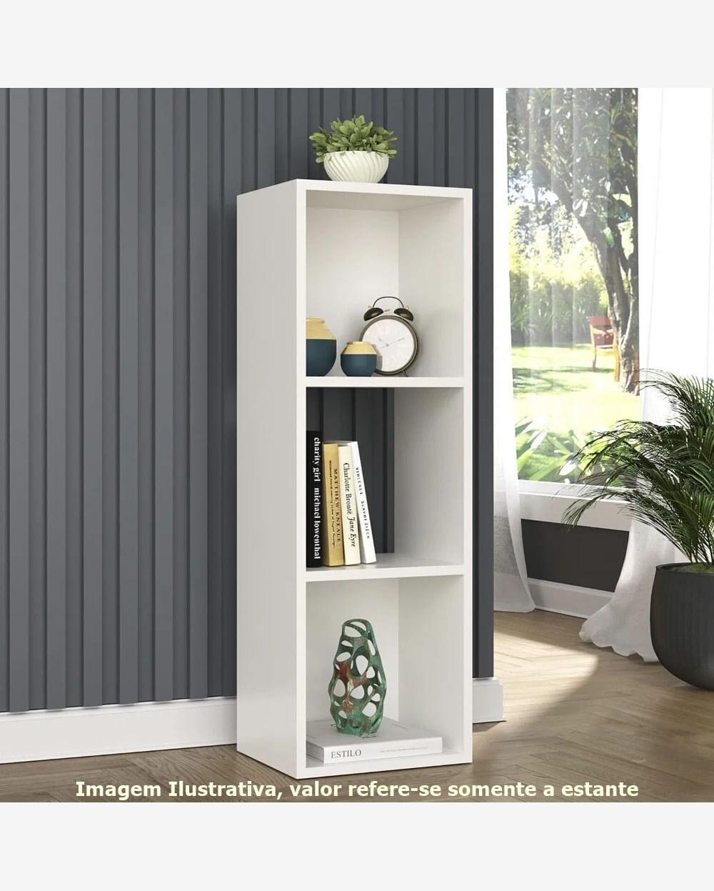 Riachuelo | Estante Mercúcio 3 Nichos Para Livros na Cor Branca 90 cm ...