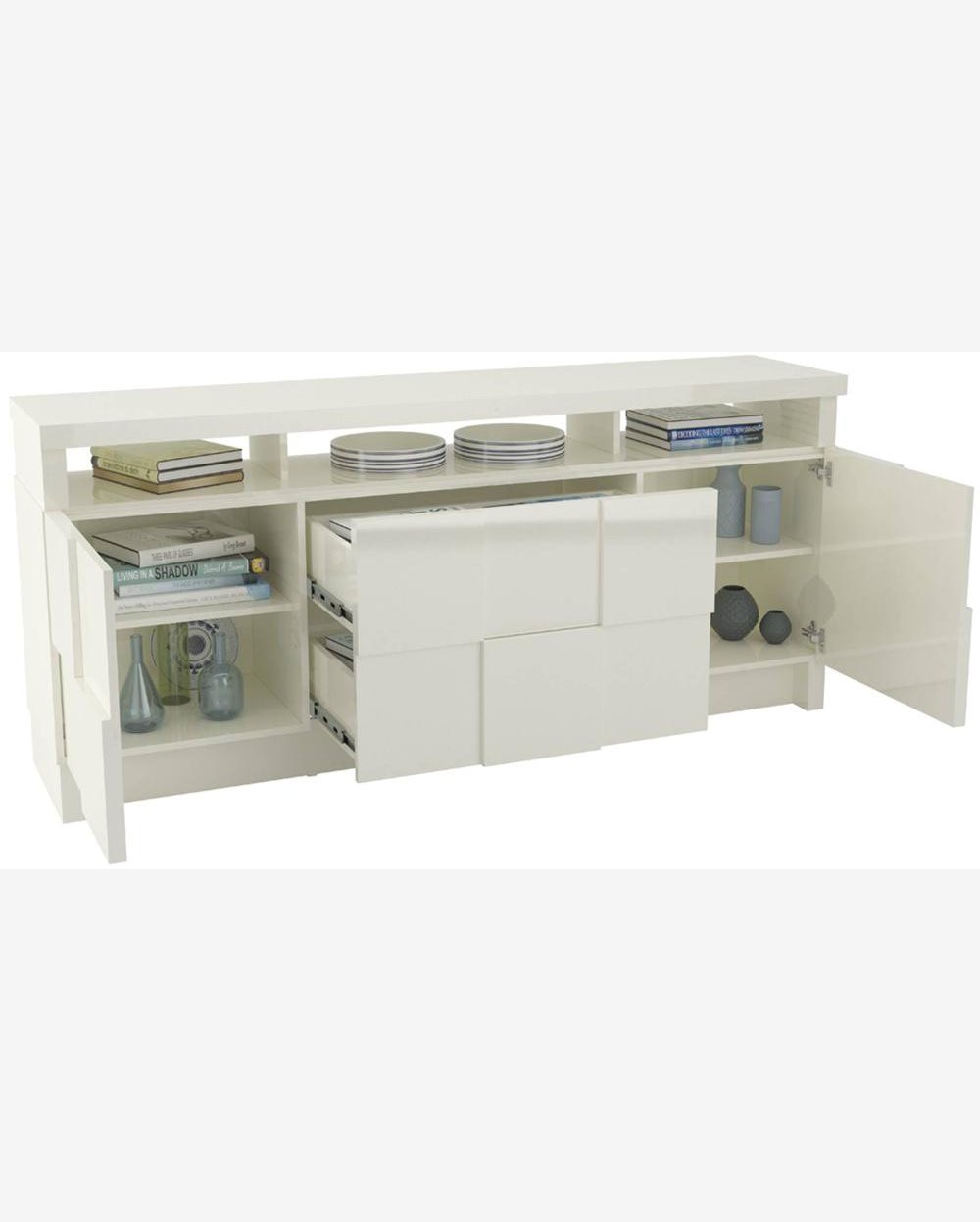 Riachuelo | Buffet Ornato Quadriculado com 2 Portas e 2 Gavetas cor Off ...