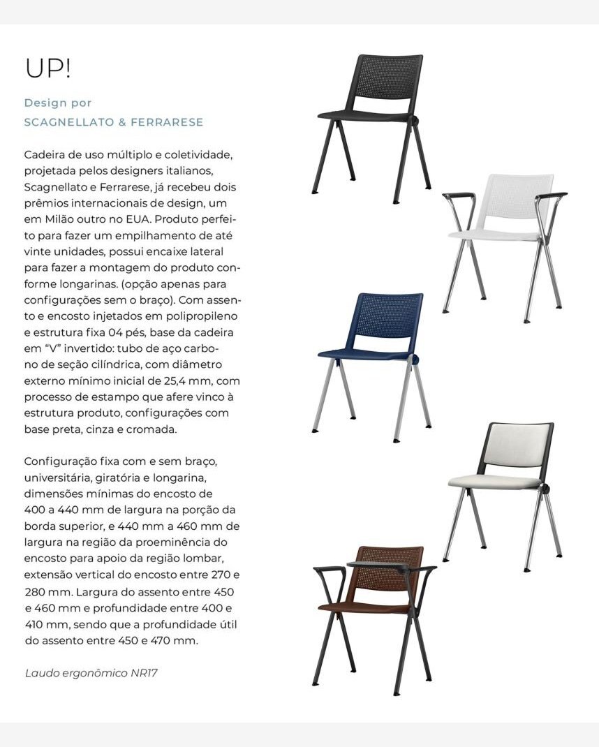 Riachuelo | Cadeira Up com Bracos Assento Marrom Base Fixa Preta - 54333