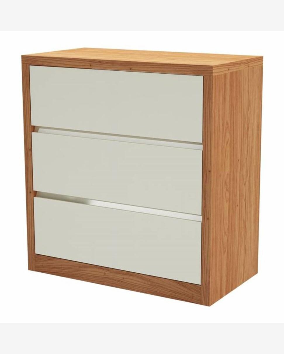 Riachuelo | Comoda Lyra com 3 Gavetas cor Freijo com Off White 90 cm ...