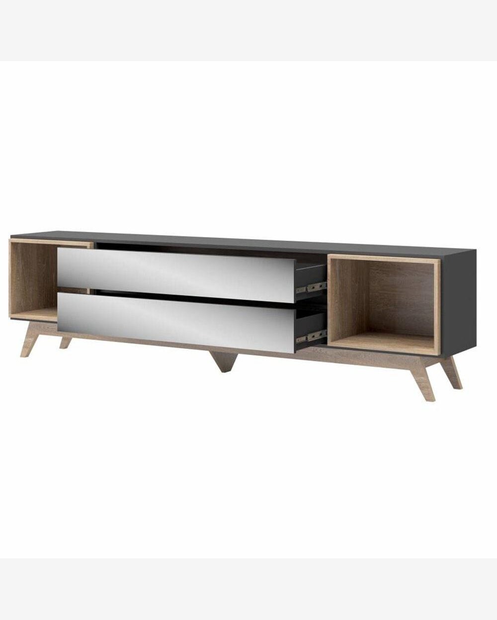 Riachuelo | Rack Retro Linz cor Grafite com Carvalho 2,20 MT (LARG) - 57727