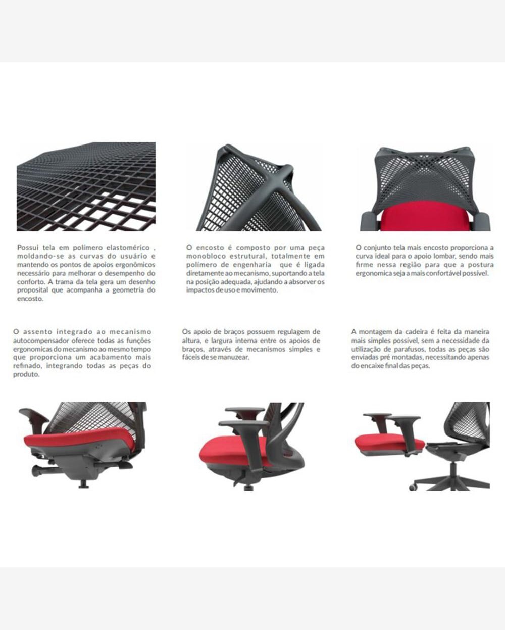 Riachuelo | Cadeira Office Bix Tela Preta Assento Aero Vermelho ...