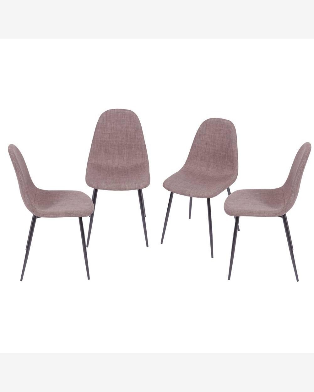 Riachuelo | Kit com 4 Cadeiras Robin Linho na Cor Marrom com Base de ...