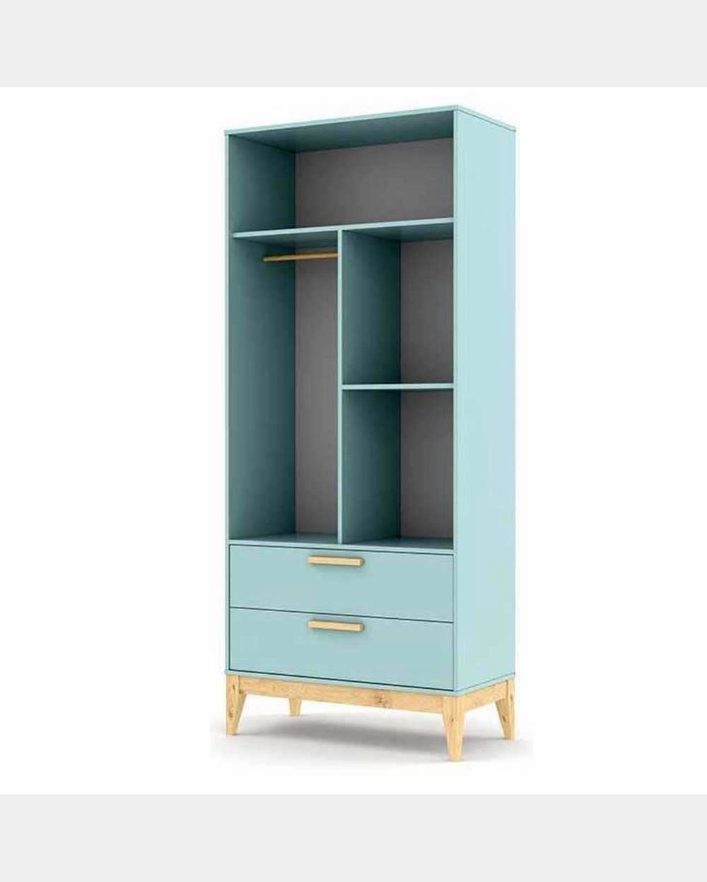 Riachuelo | Roupeiro Nature 2 Portas na Cor Menta com Base Natural - 64986