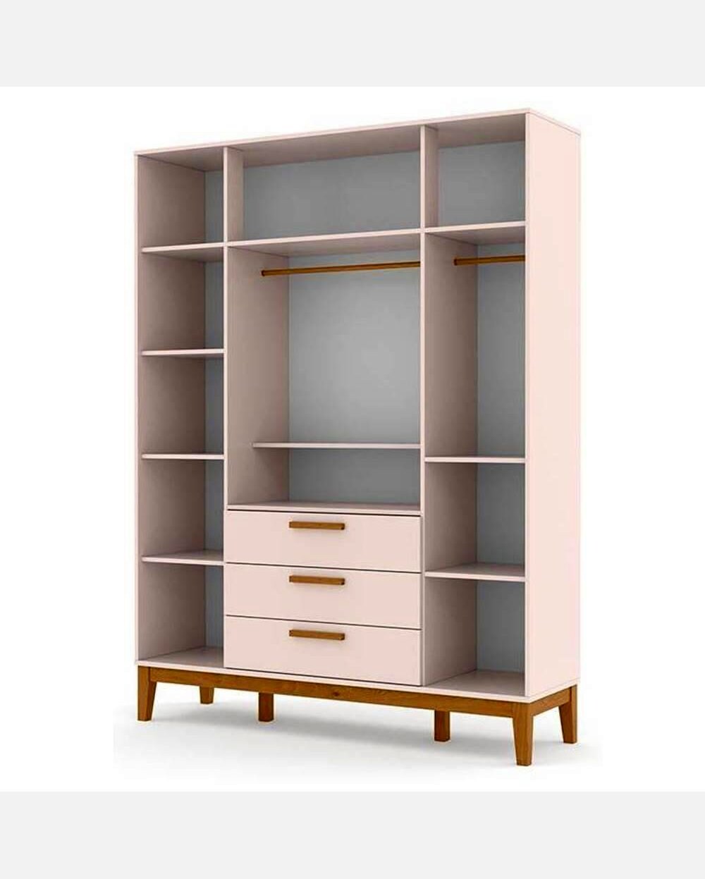Riachuelo | Roupeiro Nature 4 Portas Rose com Base Eco Wood 154 cm - 65114
