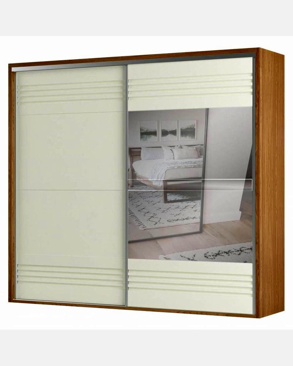 Riachuelo | Roupeiro Menfis 2 Portas com Espelho cor Freijo Off White ...