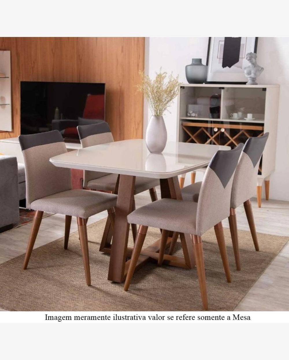 Riachuelo | Mesa Bennett Tampo com Vidro Cor Off White Base Natural ...