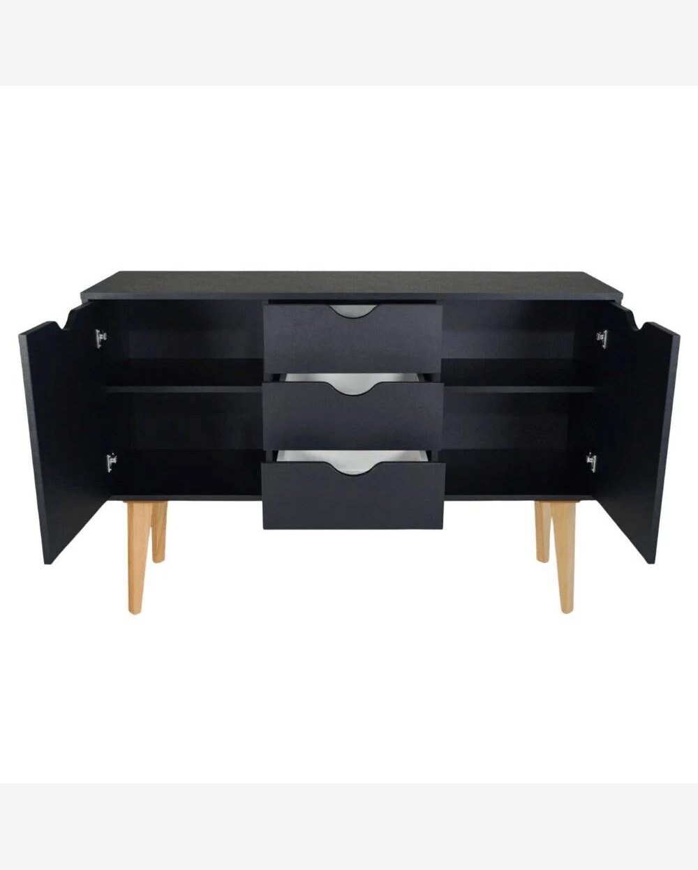 Riachuelo | Buffet Estevan com 2 Portas e 3 Gavetas na Cor Preta 88 cm ...