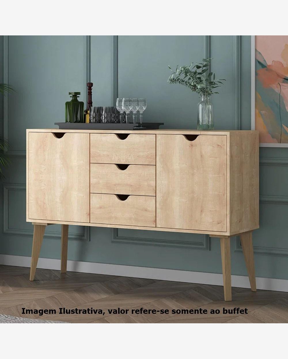 Riachuelo | Buffet Estevan com 2 Portas e 3 Gavetas na Cor Madeira ...