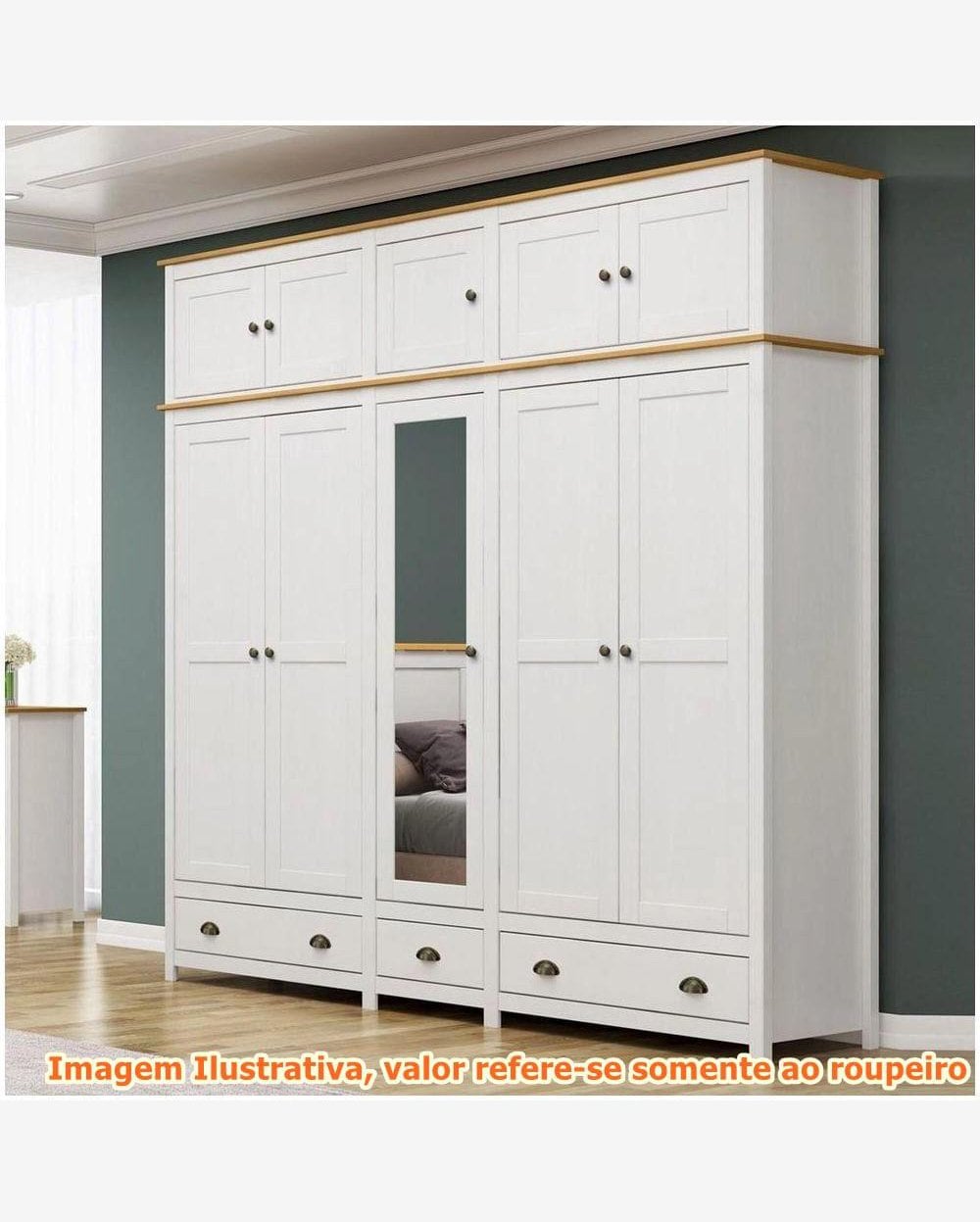 Riachuelo | Roupeiro Seagull com 5 Portas 3 Gavetas e Maleiro Branco ...